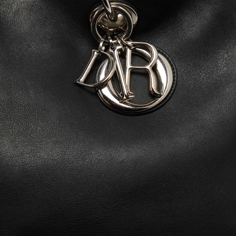 Dior Black Leather Medium Diorissimo Tote For Sale at 1stDibs