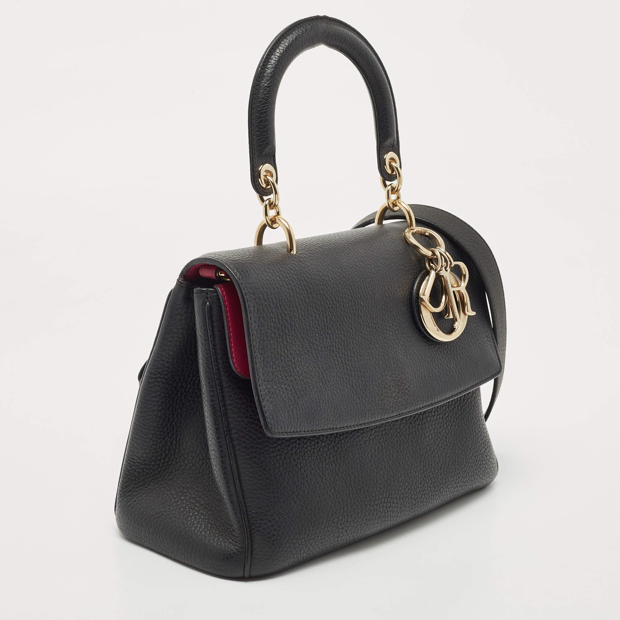 Dior Black Leather Mini Be Dior Top Handle Bag For Sale at 1stDibs