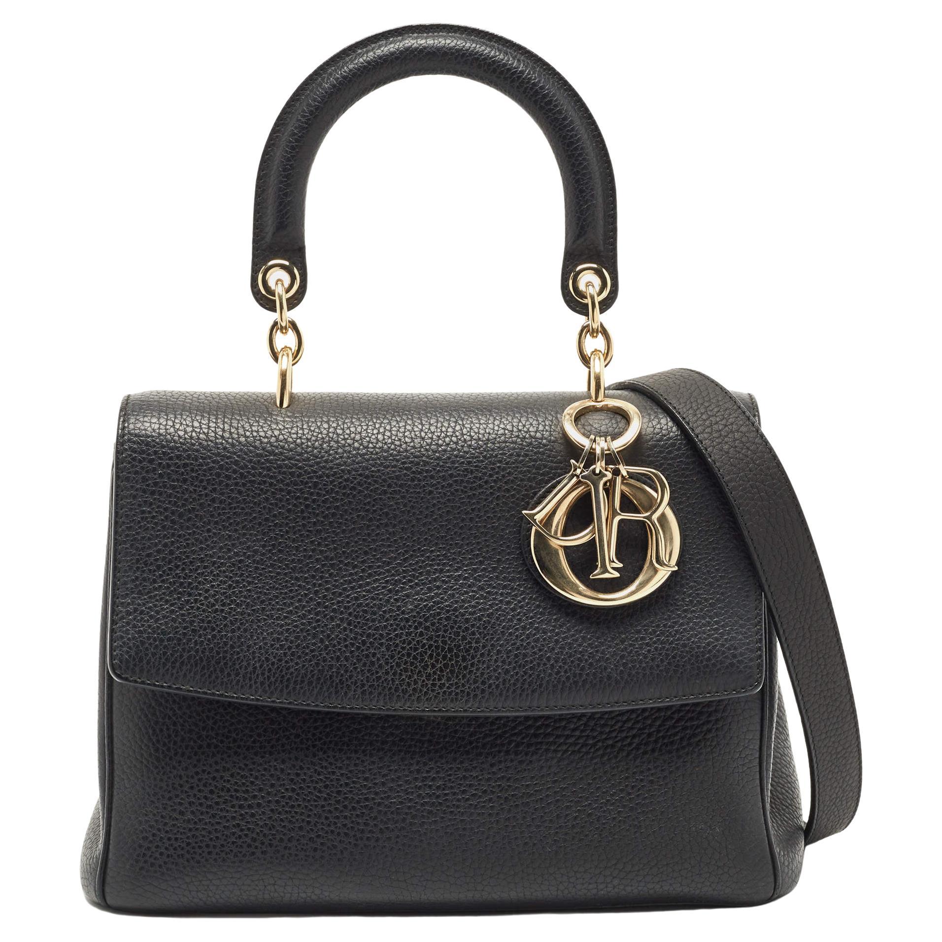 Dior Black Leather Mini Be Dior Top Handle Bag For Sale at 1stDibs