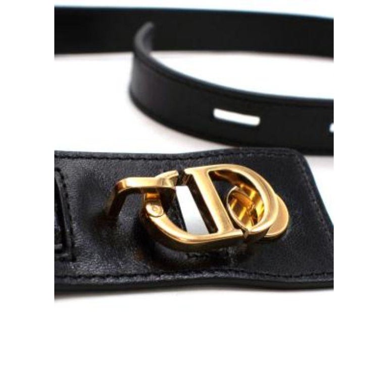 Dior Black Leather Montaigne Belt - Size 70 For Sale at 1stDibs