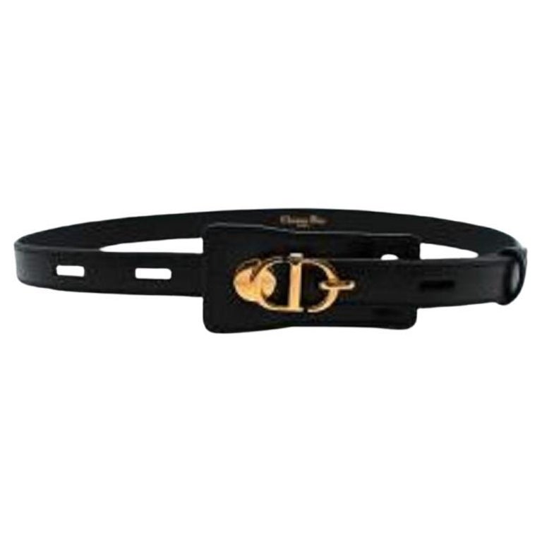 Dior Black Leather Montaigne Belt - Size 70 For Sale at 1stDibs