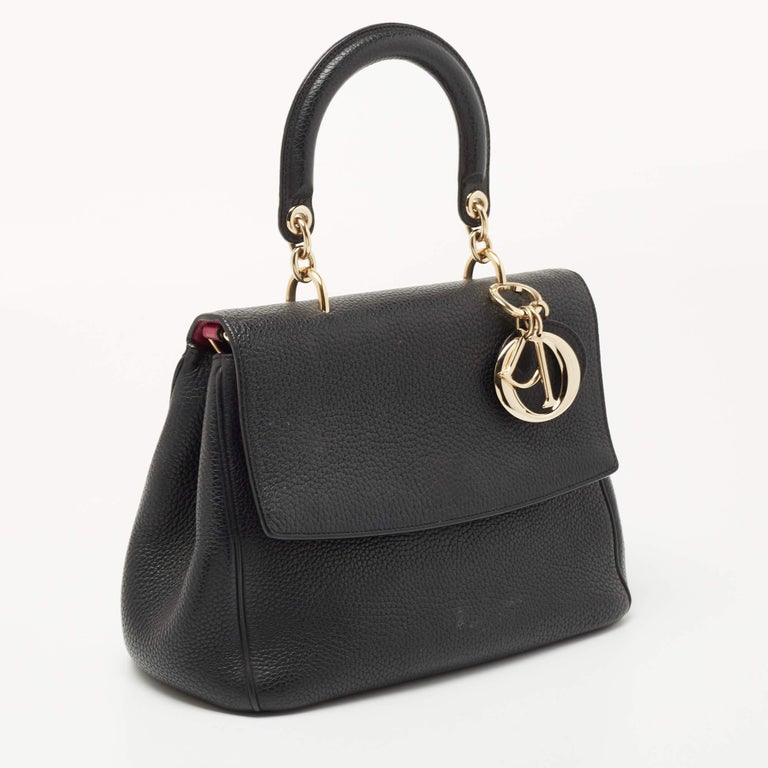 Dior Black Leather Small Be Dior Flap Top Handle Bag For Sale at 1stDibs