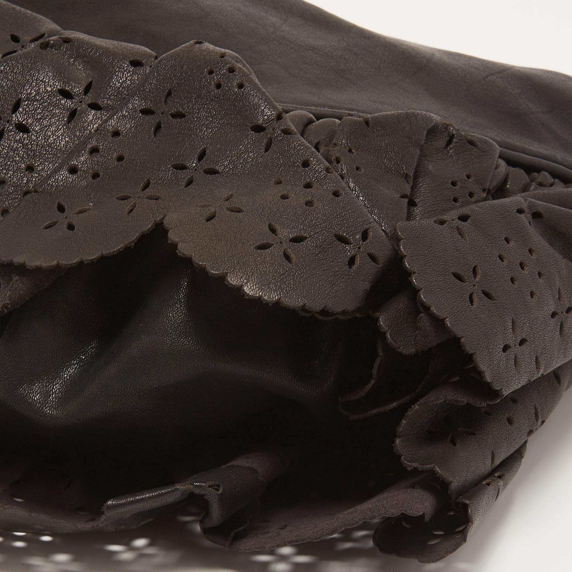 Dior Black Leather Small Gypsy Ruffle Hobo at 1stDibs