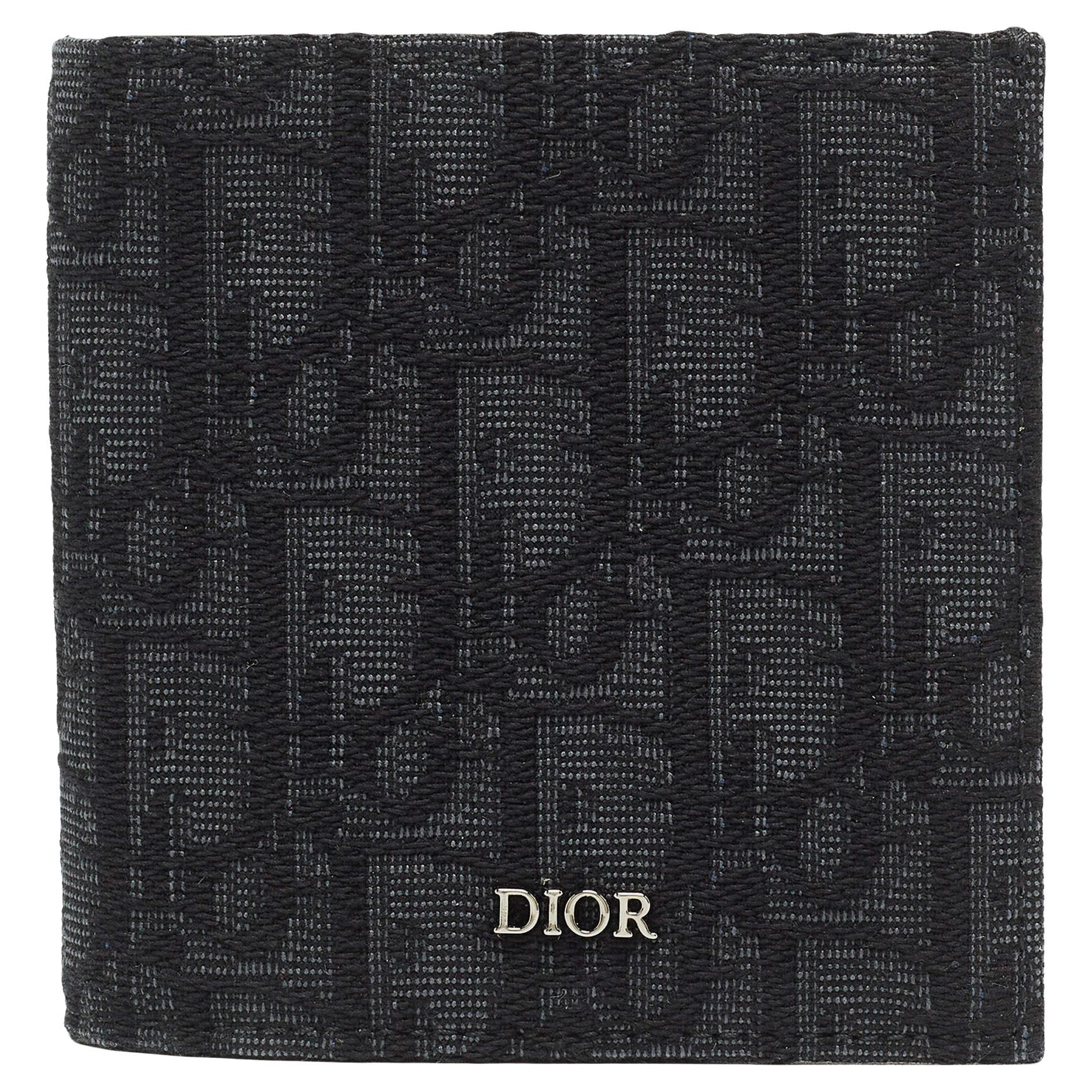 Dior Black Oblique Jacquard Bifold Wallet For Sale at 1stDibs