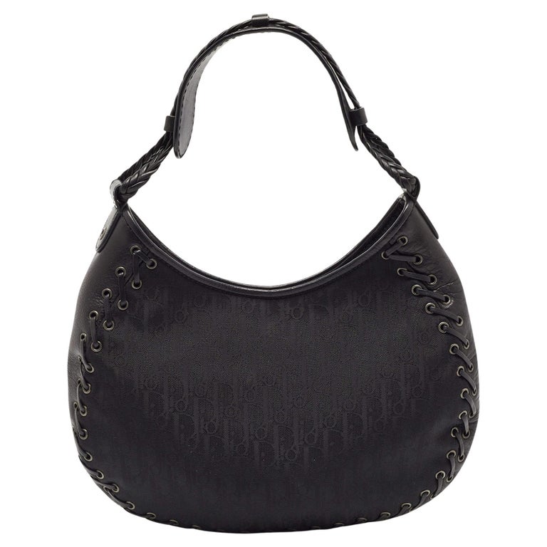 Dior Black Oblique Nylon and Leather Ethnic Hobo For Sale at 1stDibs