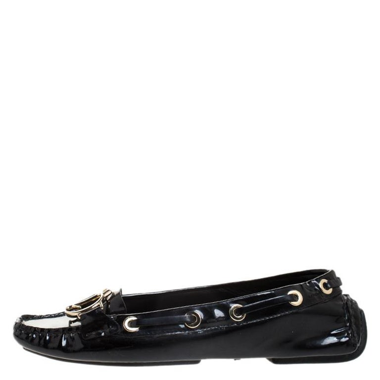 Dior Black Patent Leather CD Logo Slip On Loafers Size 37 at 1stDibs
