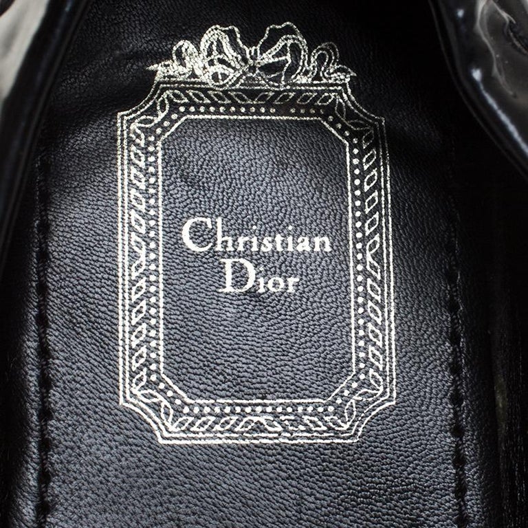 Dior Black Patent Leather CD Logo Slip On Loafers Size 37 at 1stDibs