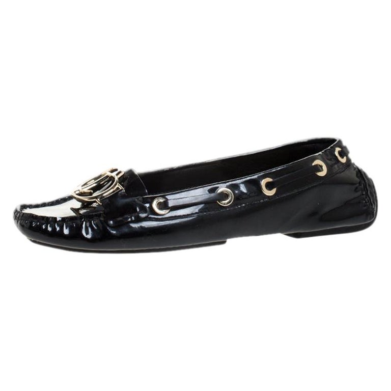 Dior Black Patent Leather CD Logo Slip On Loafers Size 37 at 1stDibs