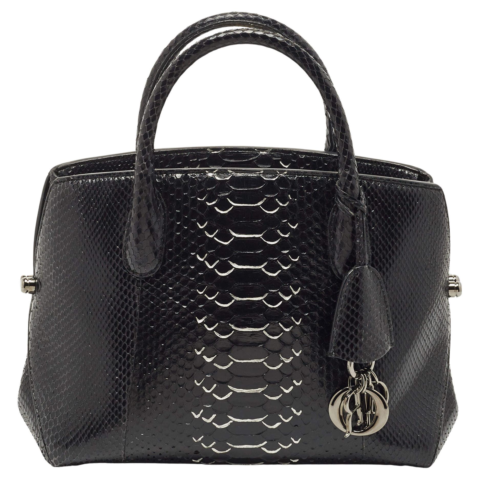 Dior Black Python Zip Satchel For Sale at 1stDibs