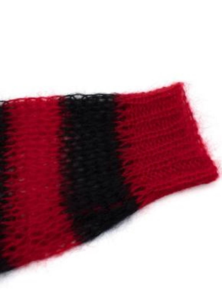 Dior Black and Red Stripe Loose Knit Mohair Jumper For Sale at 1stDibs