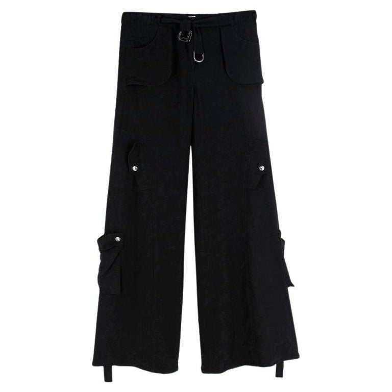 Dior Black Satin Combat Trousers - US 4 For Sale at 1stDibs
