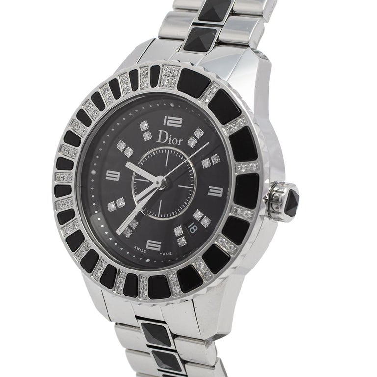 Dior Black Stainless Steel Diamonds Christal Women's Wristwatch 33 mm ...
