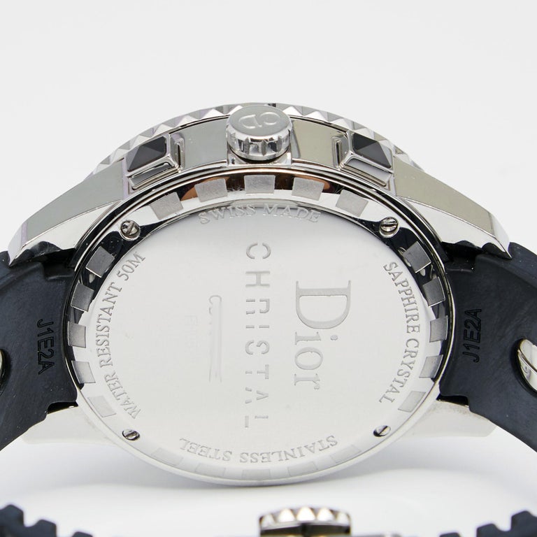 Dior Black Stainless Steel Rubber Diamond Christal Women's Wristwatch ...