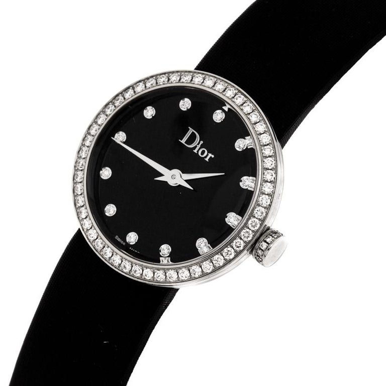 Dior Black Steel Diamond La D De Dior CD047111J-J Women Wristwatch 25 ...