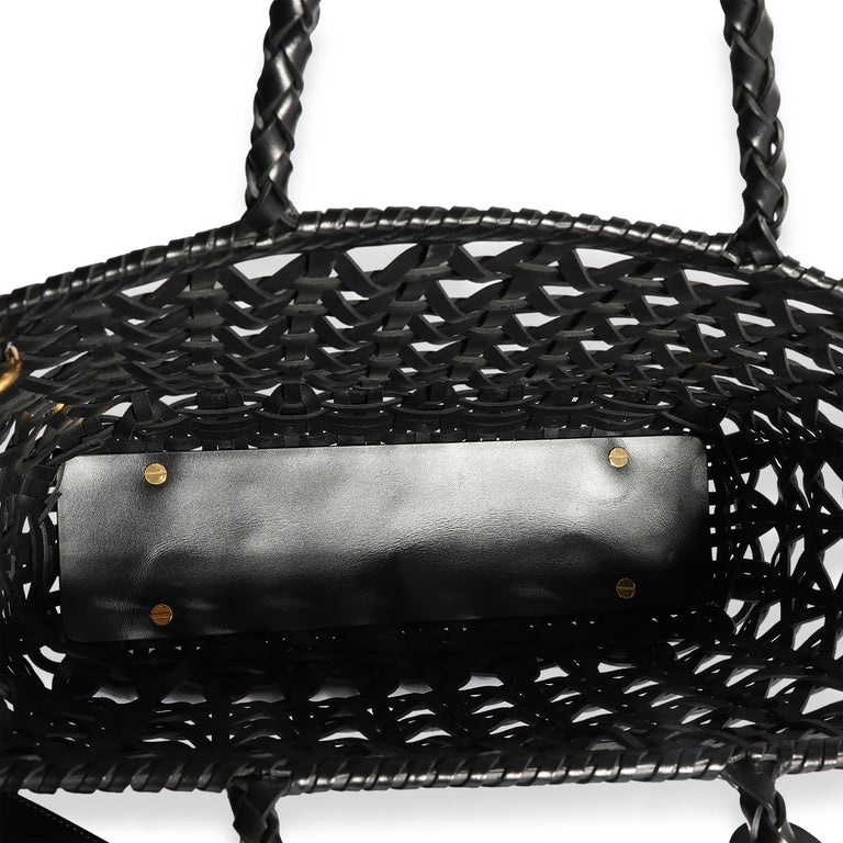 Dior Black Woven Leather Large Lady Dior Bag For Sale at 1stDibs