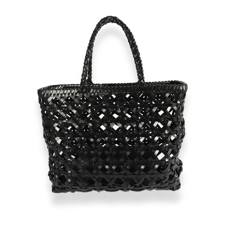 Dior Black Woven Leather Large Lady Dior Bag For Sale at 1stDibs