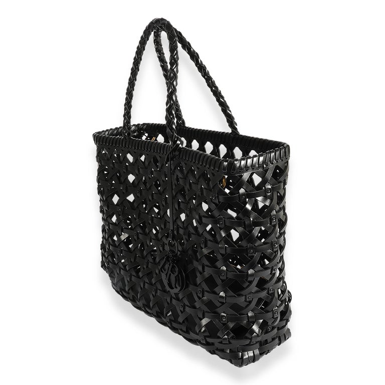 Dior Black Woven Leather Large Lady Dior Bag For Sale at 1stDibs