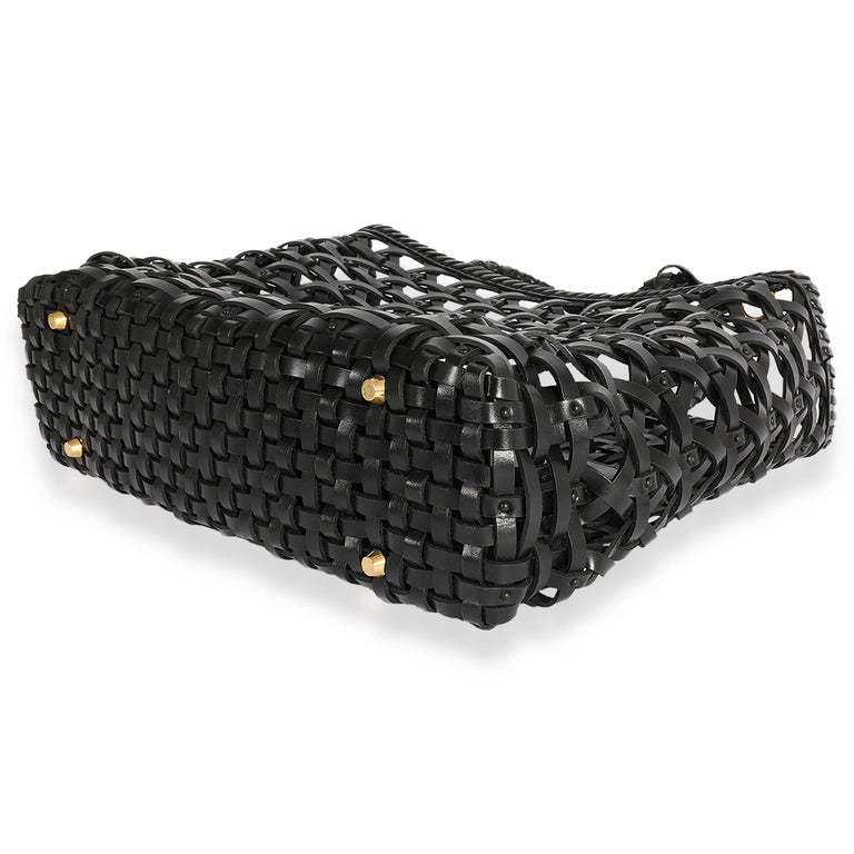 Dior Black Woven Leather Large Lady Dior Bag For Sale at 1stDibs