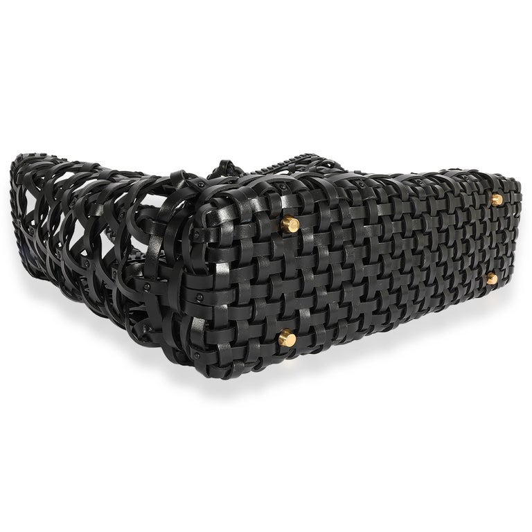 Dior Black Woven Leather Large Lady Dior Bag For Sale at 1stDibs