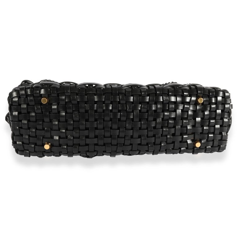 Dior Black Woven Leather Large Lady Dior Bag For Sale at 1stDibs