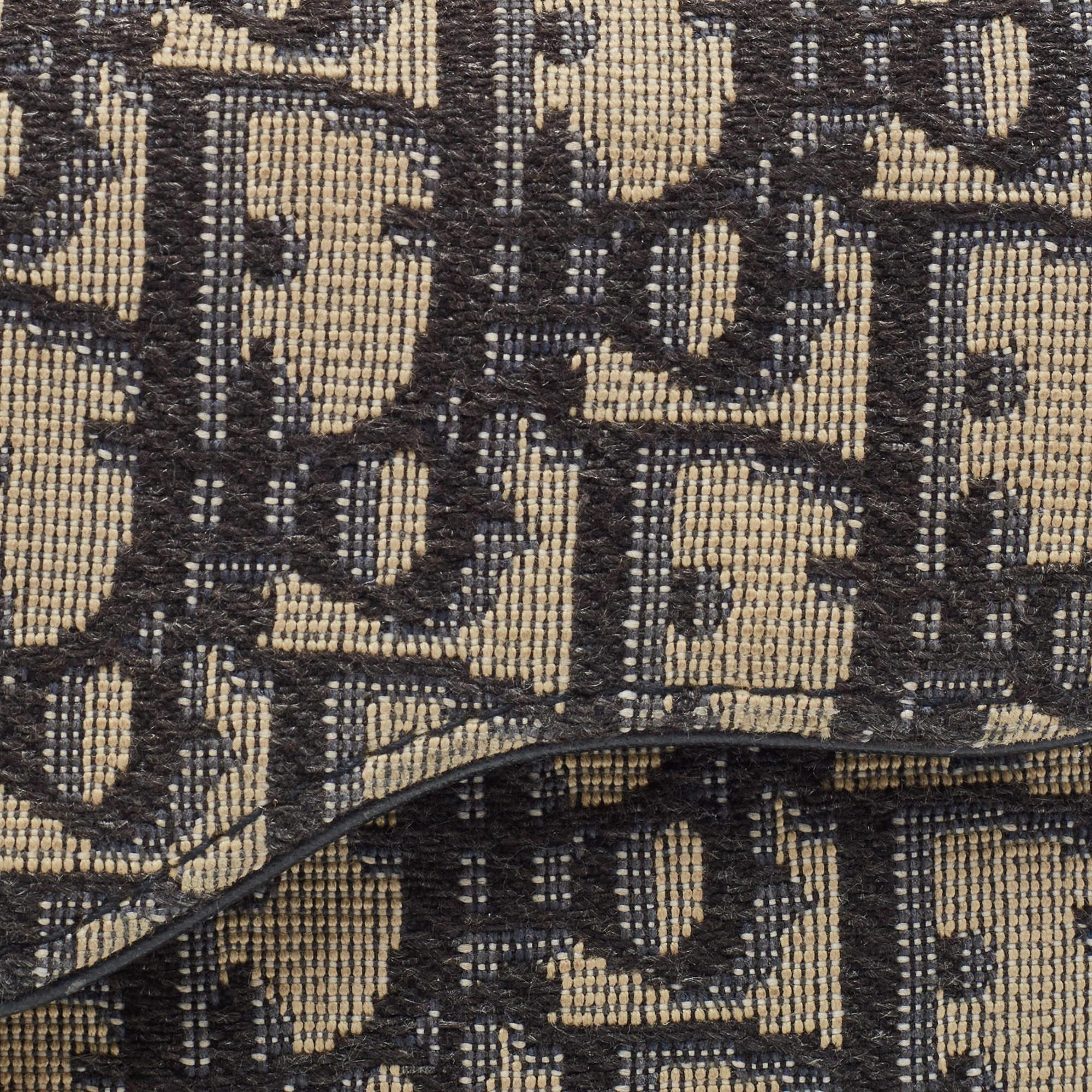 Dior Blue/Beige Oblique Jacquard Saddle Lotus Wallet For Sale at 1stDibs