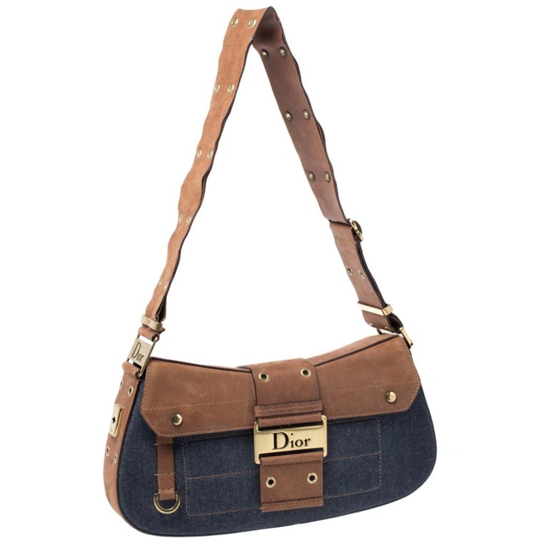 Dior Blue/Brown Denim and Leather Street Chic Shoulder Bag For Sale at ...