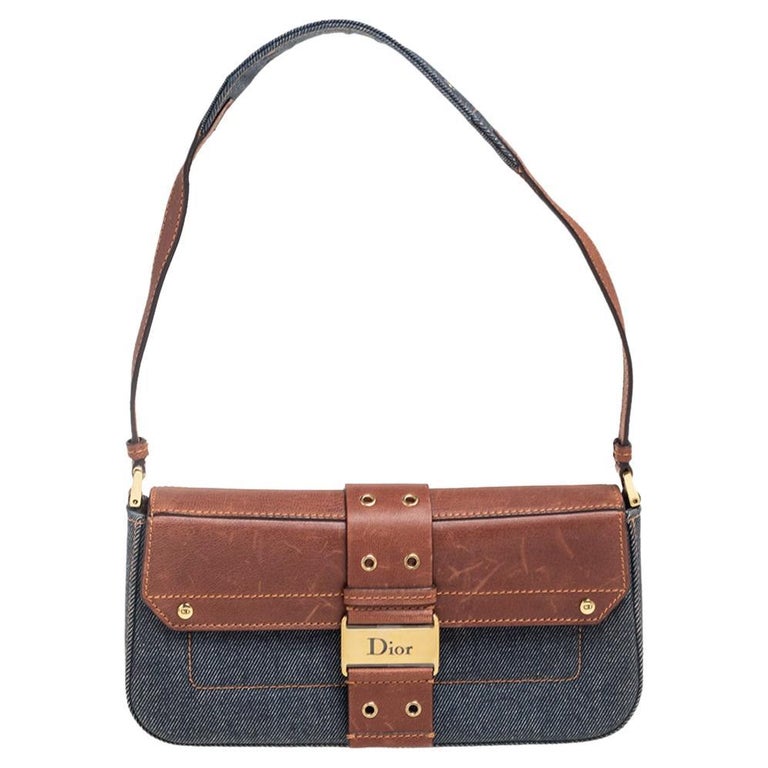Dior Blue/Brown Denim And Leather Street Chic Shoulder Bag at 1stDibs