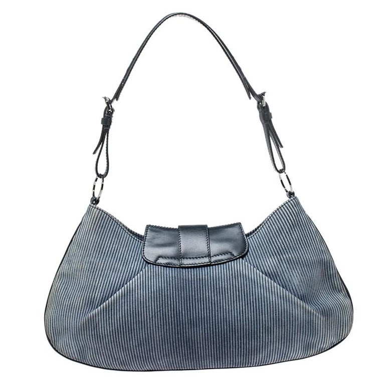 Dior Blue Denim Lady's Corduroy Blues Shoulder Bag For Sale at 1stDibs