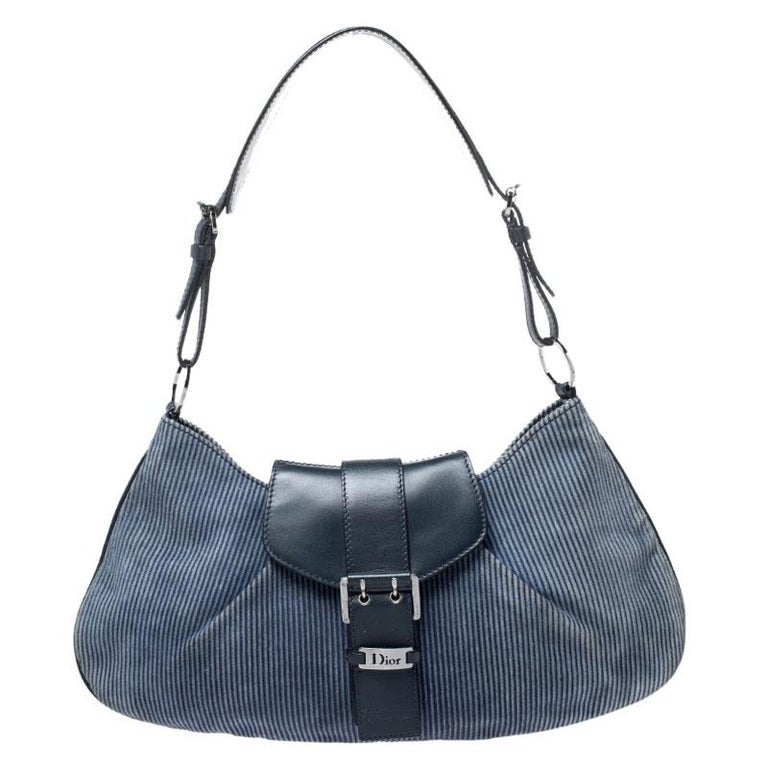 Dior Blue Denim Lady's Corduroy Blues Shoulder Bag For Sale at 1stDibs