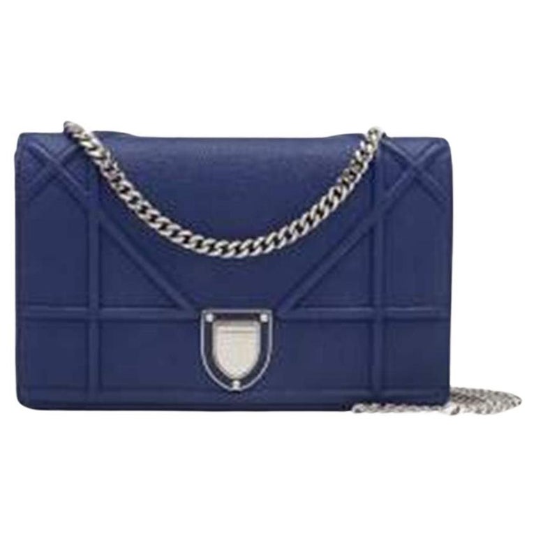 Dior Blue Leather Diorama Wallet On Chain For Sale at 1stDibs
