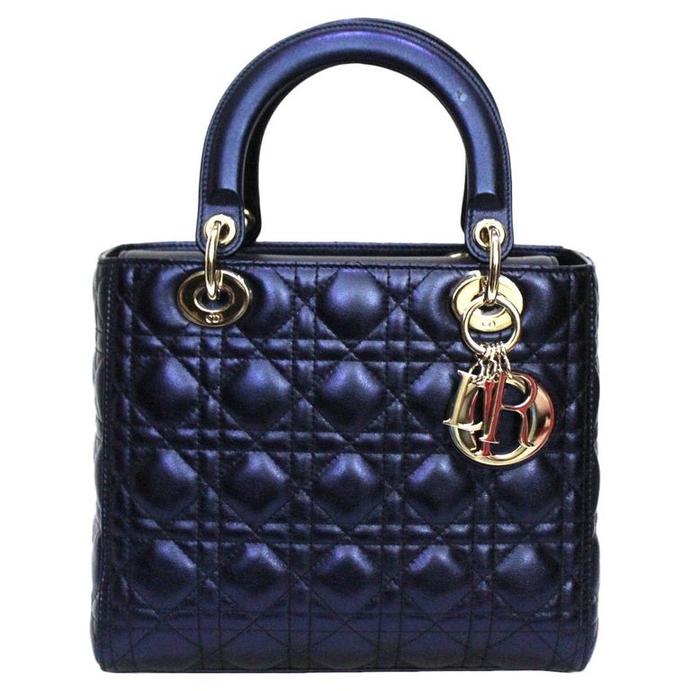 Dior Blue Leather Lady Bag at 1stDibs