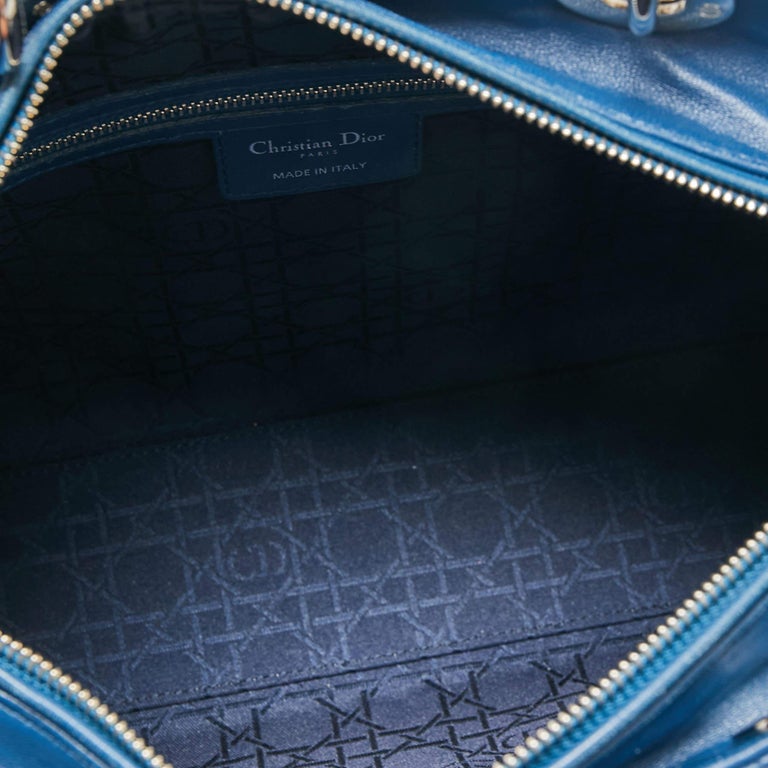 Dior Blue Leather Large Lady Dior Tote at 1stDibs