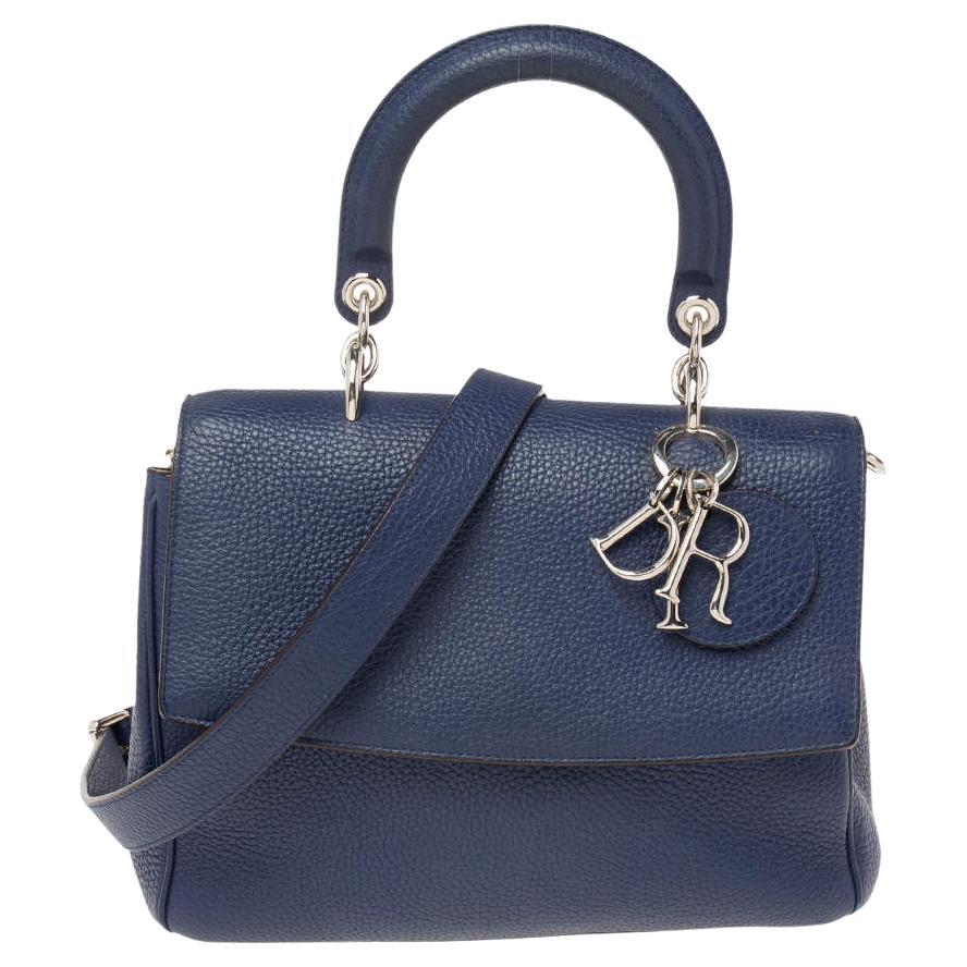 Dior Blue Leather Small Be Dior Flap Top Handle Bag For Sale at 1stDibs