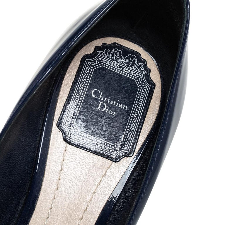 Dior Blue Patent Leather Crystal Embellished Pointed Toe Pumps Size 37 ...