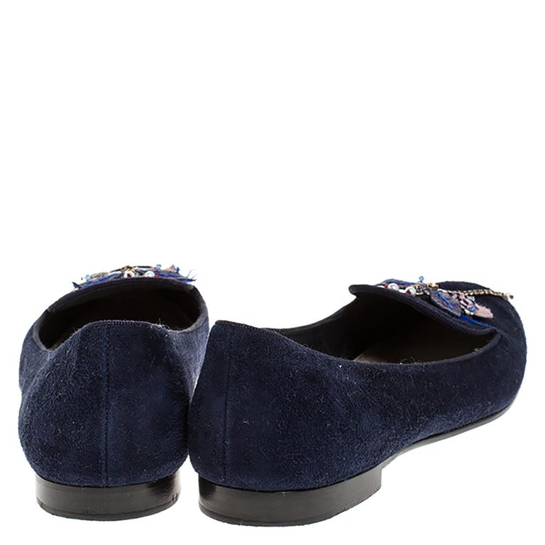 Dior Blue Suede Butterfly Embellished Smoking Slippers Size 38 at 1stDibs