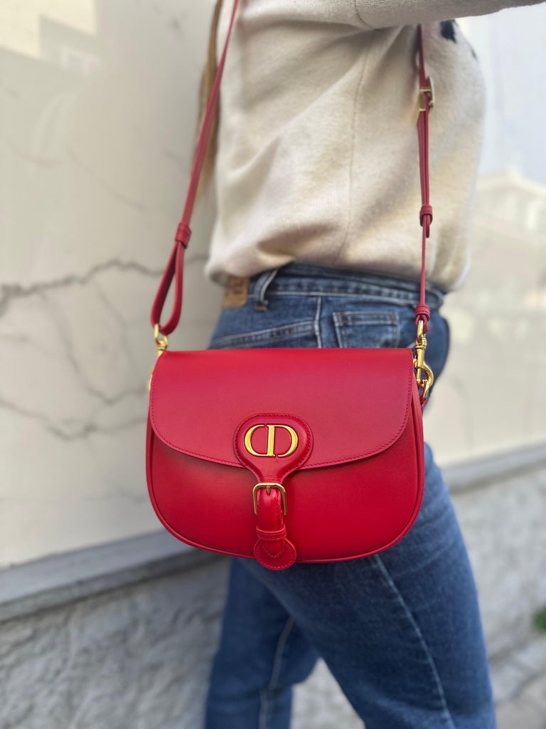 Dior Bobby Medium Size Red Leather Shoulder Bag For Sale at 1stDibs