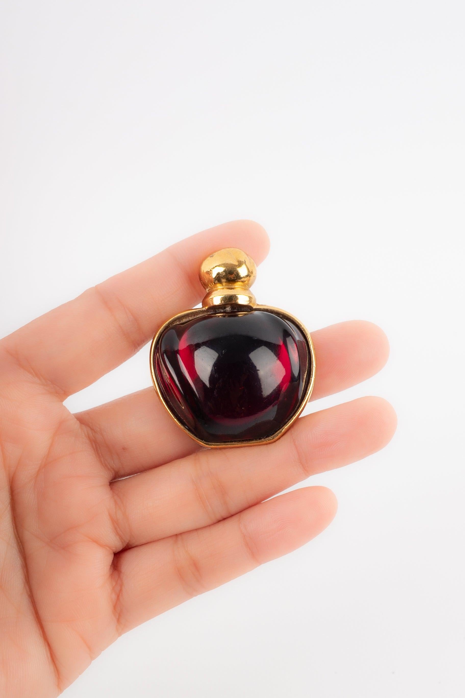 Dior Bottle Brooch with Red Resin Cabochon For Sale at 1stDibs