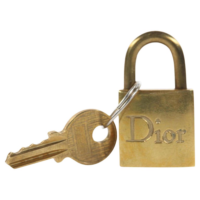 Dior Brass Gold Logo Padlock and Key Bag Lock Charm Set 1DR1026 For ...