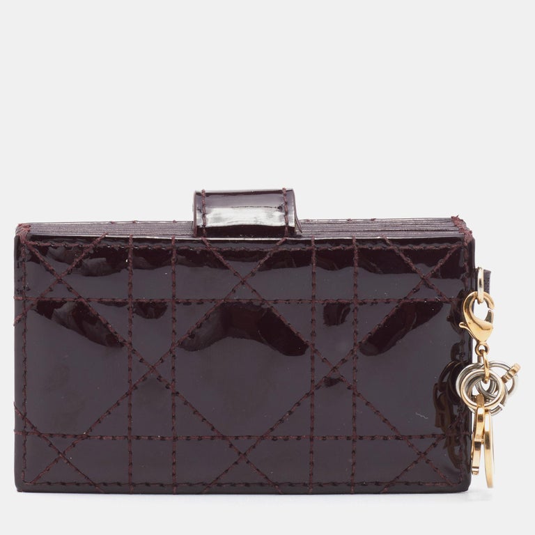 Dior Brown Cannage Patent Leather Lady Dior Gusset Card Case For Sale ...