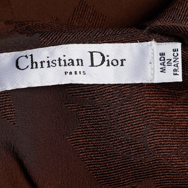 Dior Brown Floral Print Silk Button Detail Dress M at 1stDibs