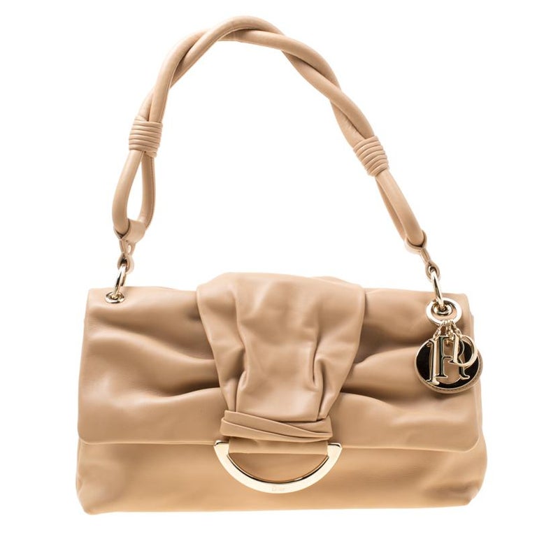 Dior Brown Leather Demi Lune Flap Bag For Sale at 1stDibs