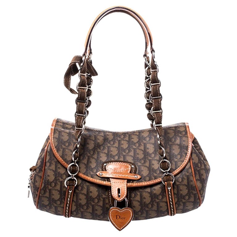 Dior Brown Monogram Coated Canvas and Leather Romantique Trotter Flap ...
