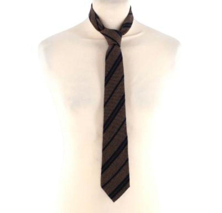 Dior Brown and Navy Diagonal Stripe Tie For Sale at 1stDibs