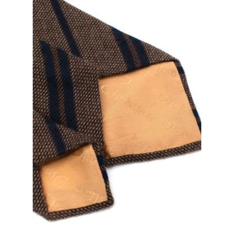 Dior Brown and Navy Diagonal Stripe Tie For Sale at 1stDibs