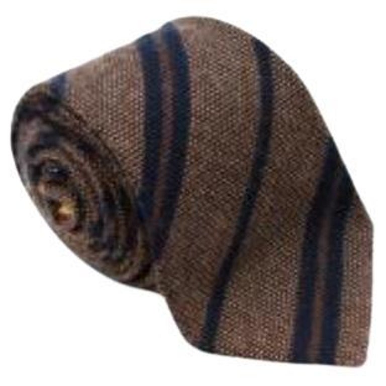 Dior Brown and Navy Diagonal Stripe Tie For Sale at 1stDibs