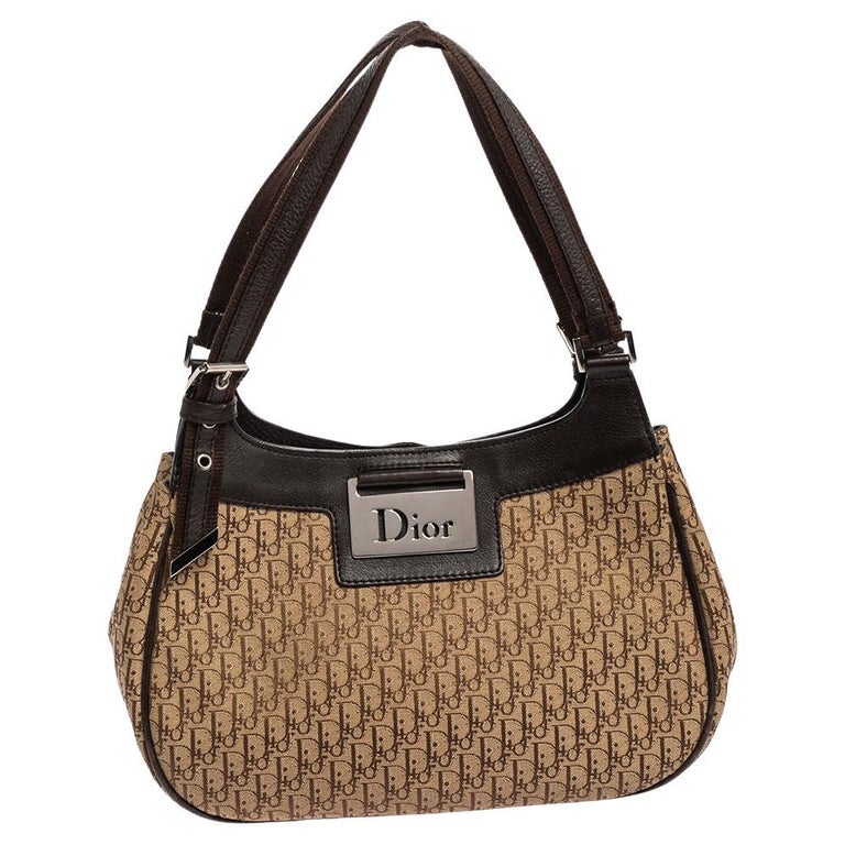 Dior Brown Oblique Canvas And Leather Shoulder Bag at 1stDibs