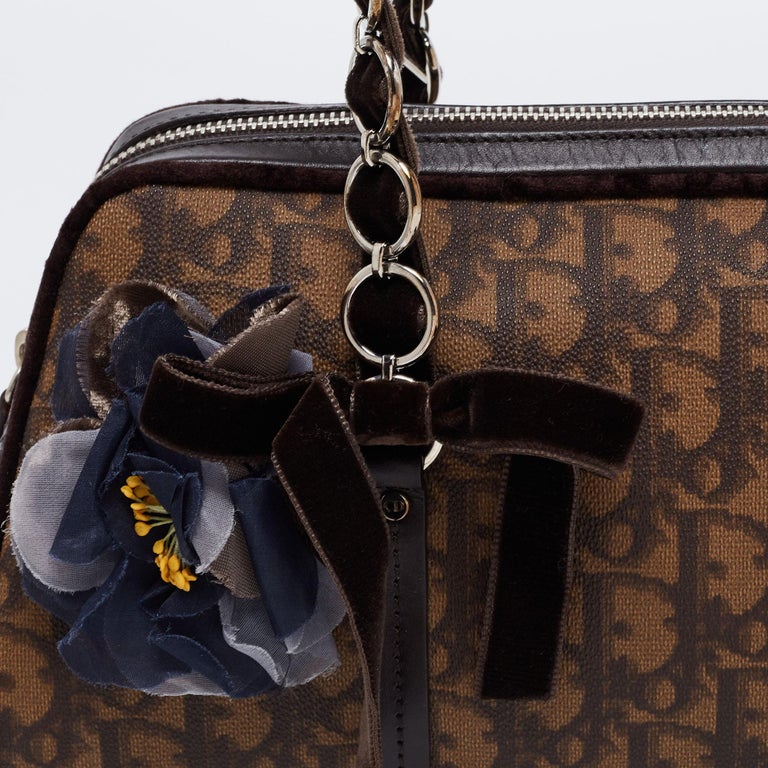 Dior Brown Oblique Coated Canvas, Velvet and Leather Trotter Romantique ...