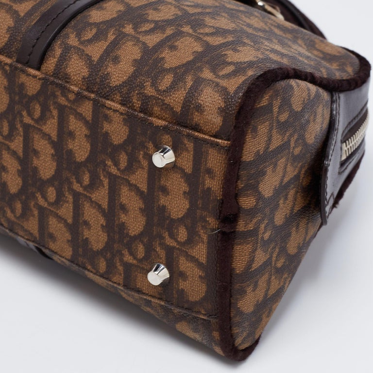 Dior Brown Oblique Coated Canvas, Velvet and Leather Trotter Romantique ...