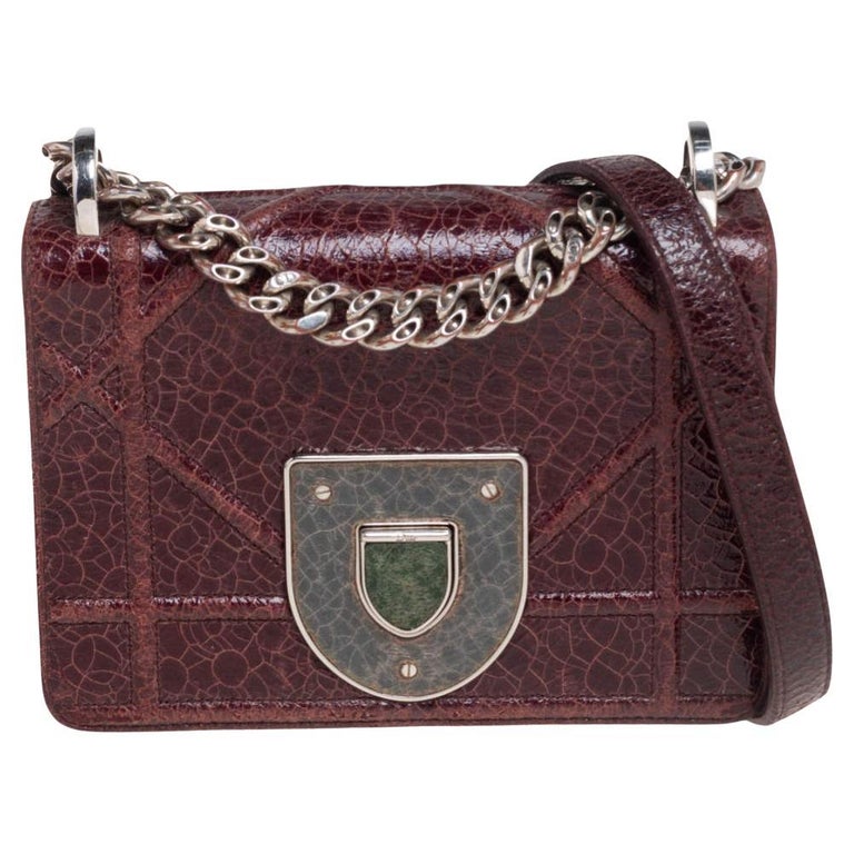 Dior Burgundy Ceramic Effect Leather Diorama Club Shoulder Bag For Sale ...