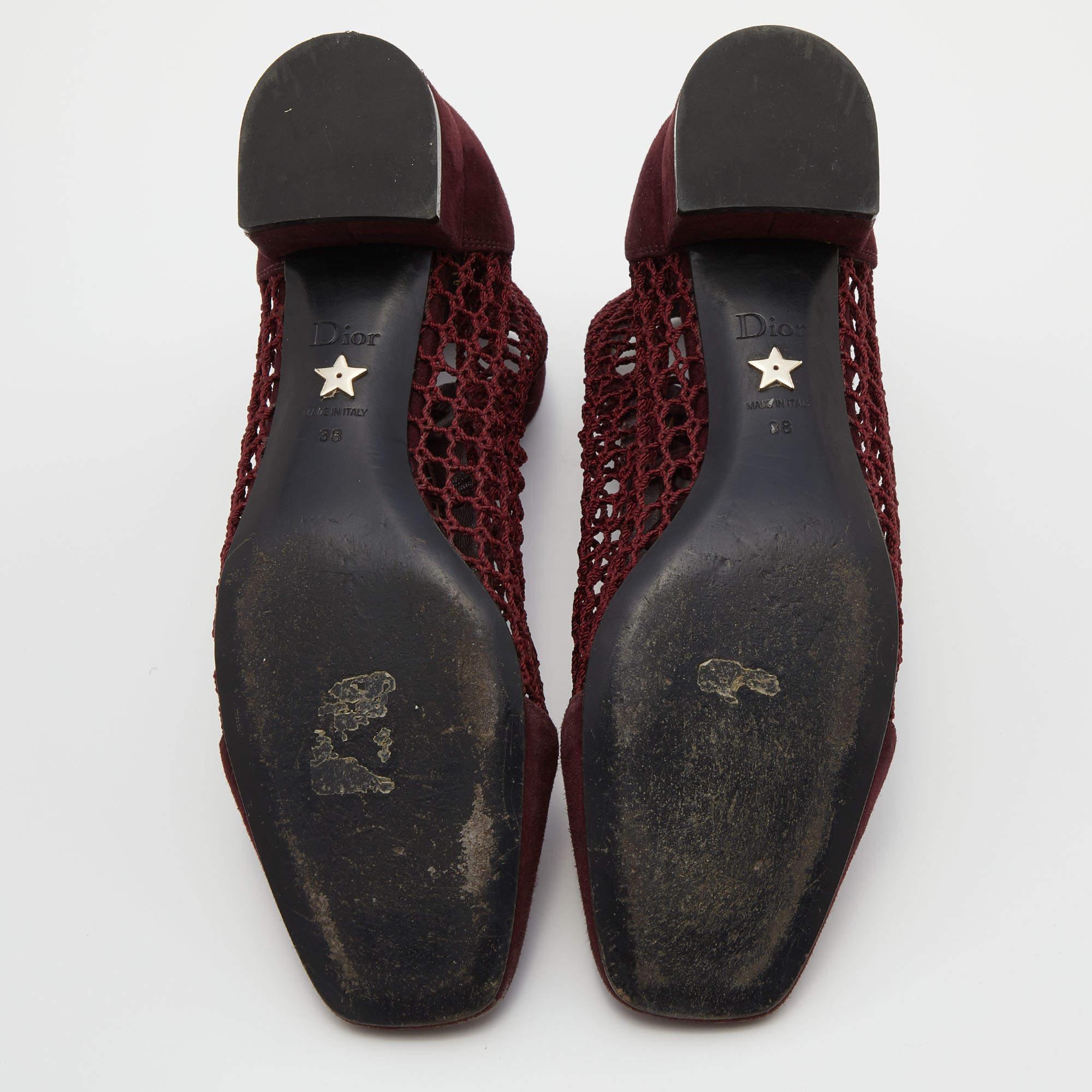 Dior Burgundy Suede and Fishnet Naughtily-D Ankle Boots Size 38 For ...